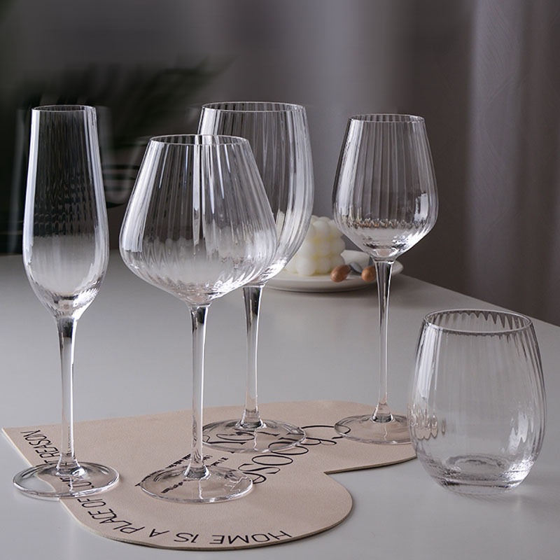 China Fluted Crystal Stemware Set: Vertical Ribbed Design for Timeless ...